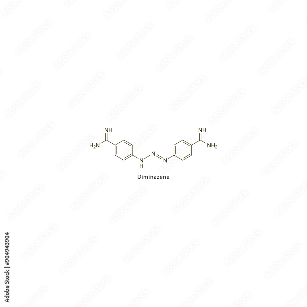 Diminazene flat skeletal molecular structure Antiprotozoal drug used in ...