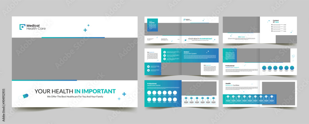 modern medical landscape brochure design layout, business healthcare ...