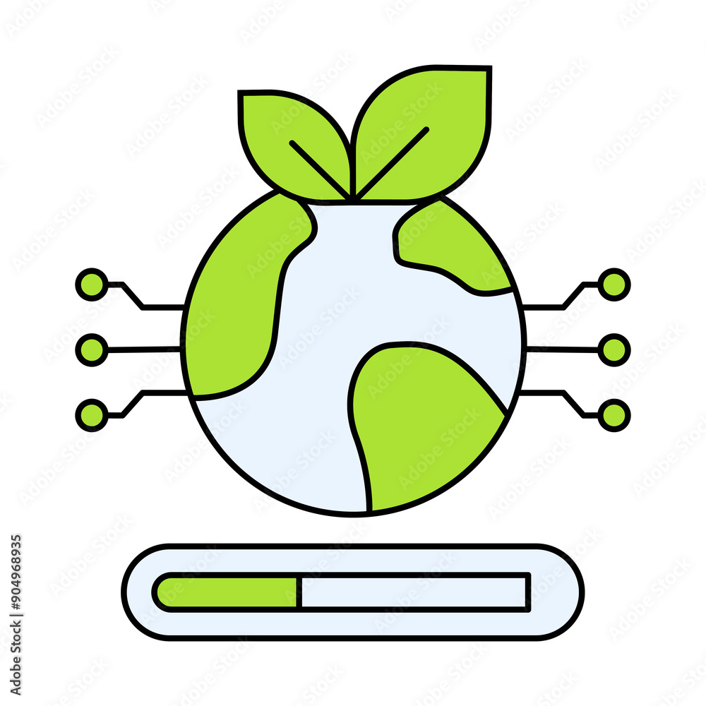 Environmental Progress Icon. Progress Bar with Eco Metrics Icon ...