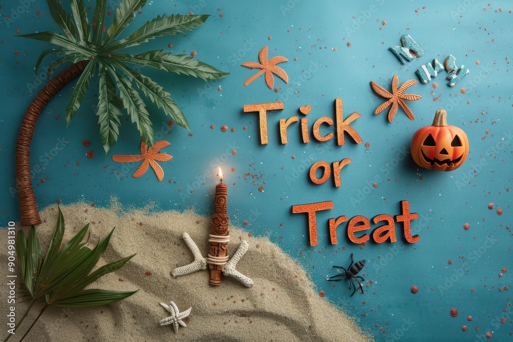 Tropical Halloween Collage: Images of a Halloween celebration on a ...
