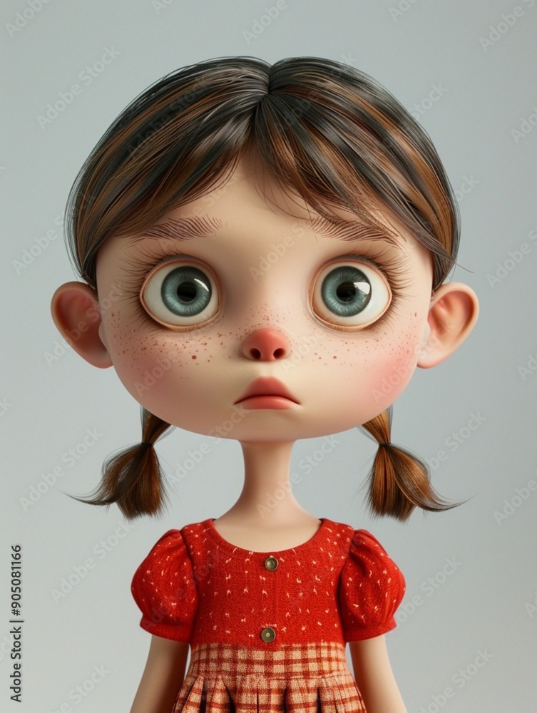 Cartoon little girl big eyes chubby cheek animation doll illustration ...