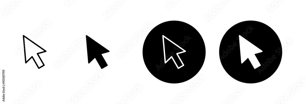 Click icon vector isolated on white background. Cursor icon. Computer mouse click cursor black ...