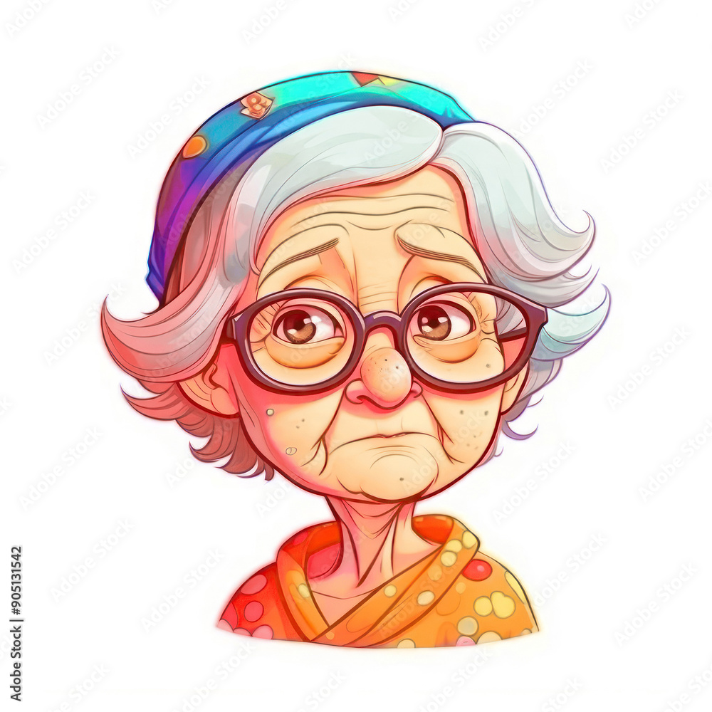 Grandma Face with Sad Expression. Concept - Human Emotions ...