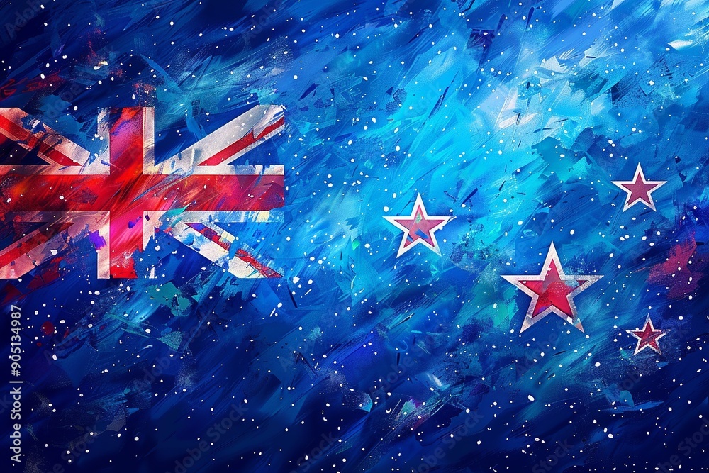 This illustration of the New Zealand flag showcases depth and realism ...