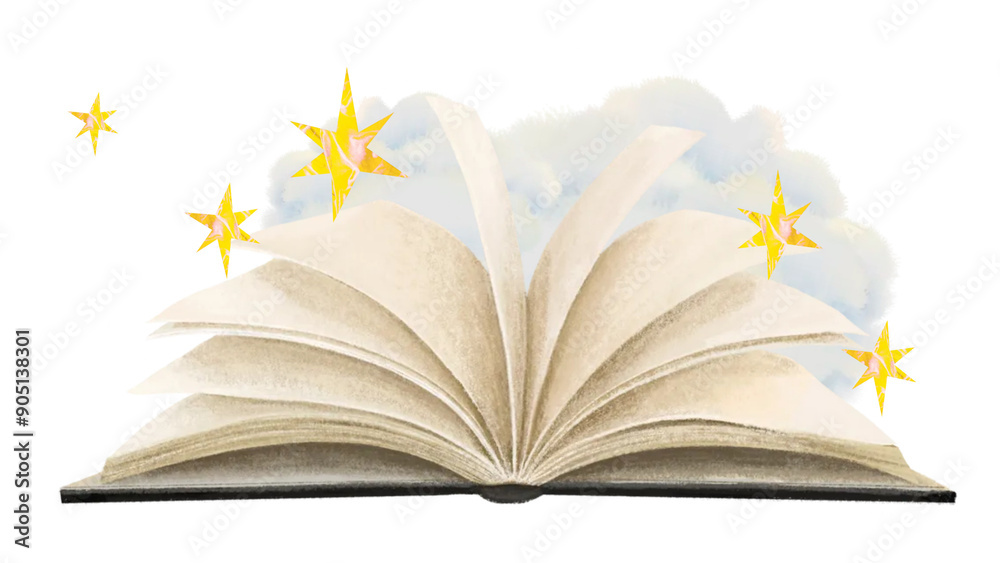 Sparkly open book png, education remix, transparent background Stock ...