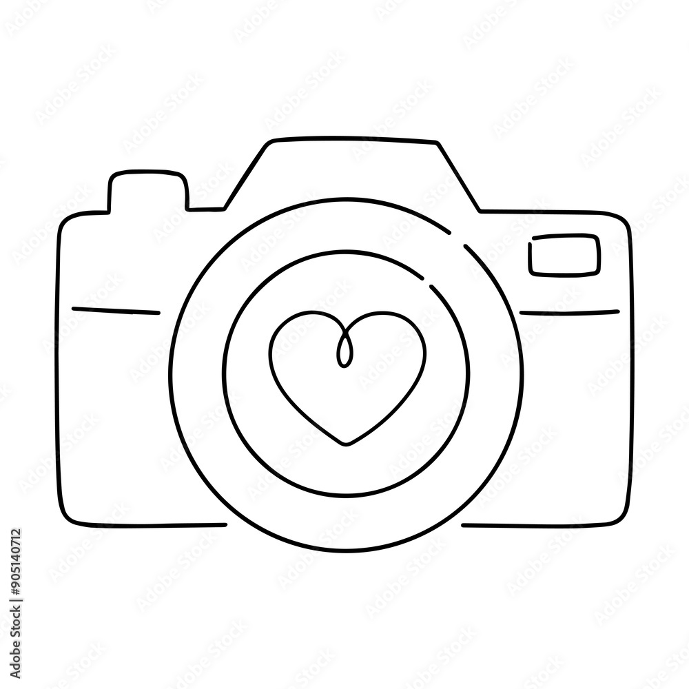 Digital camera png, minimal line art illustration, transparent ...