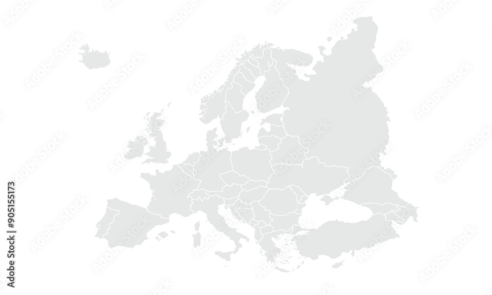 Political Map of Europe isolated on white background. for website ...