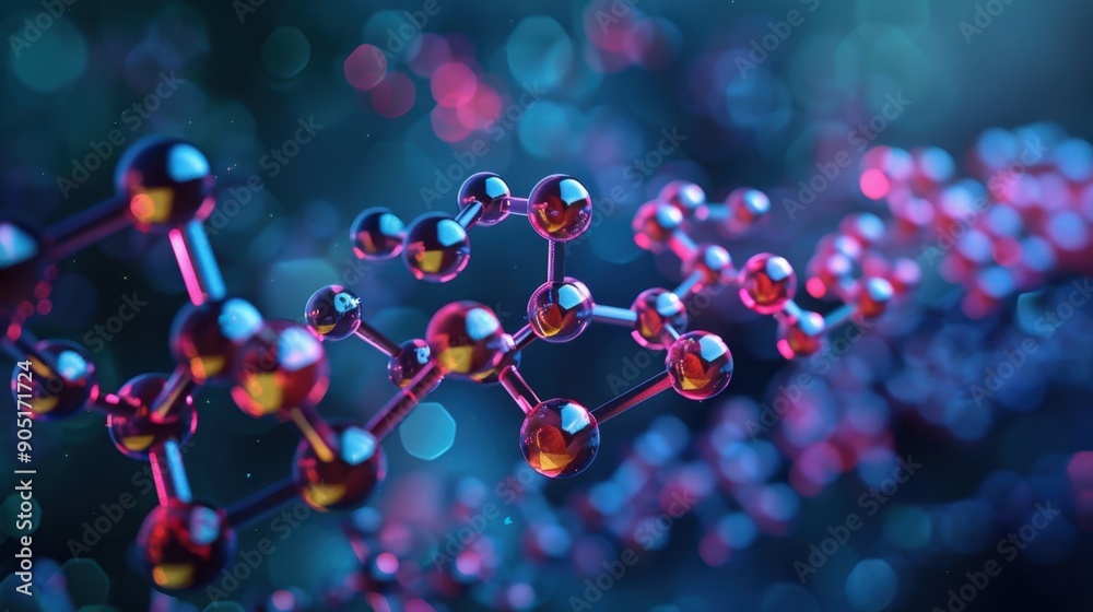 A 3D model visualizing the molecular structure of tirzepatide, highlighting van der Waals forces ...