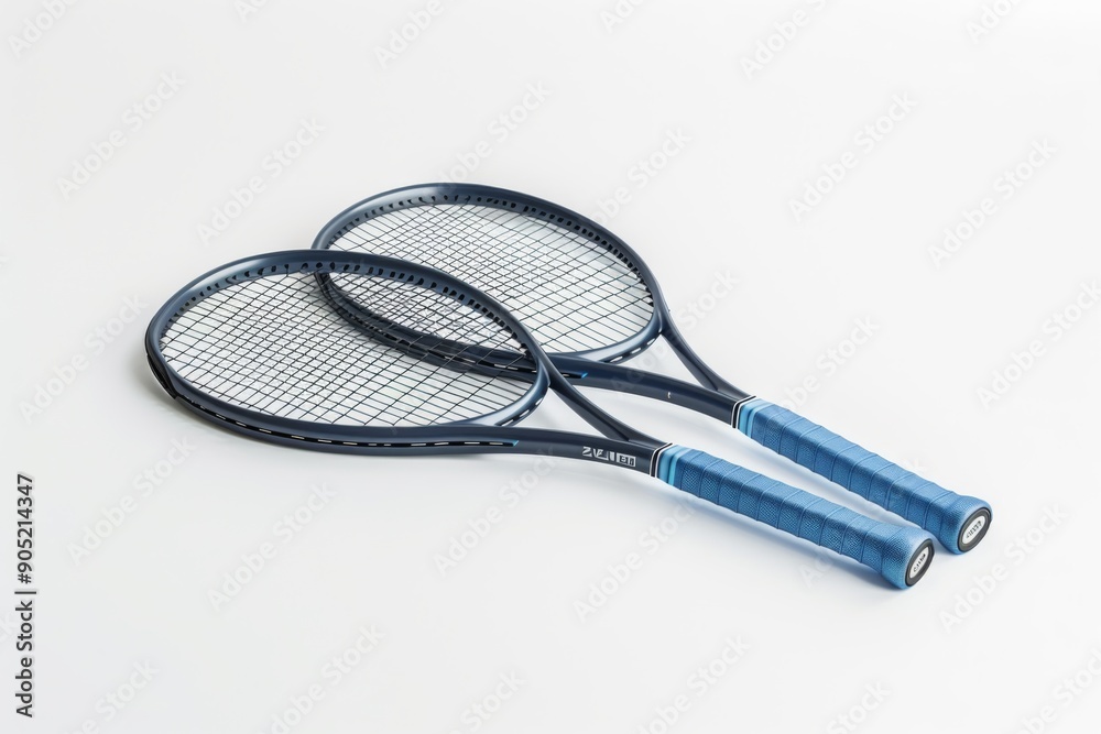 Two high-quality tennis rackets are positioned side by side, showcasing ...