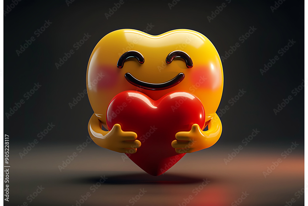 love emoticon on gray background 3d rendering ,Smiling Face Emoji ...