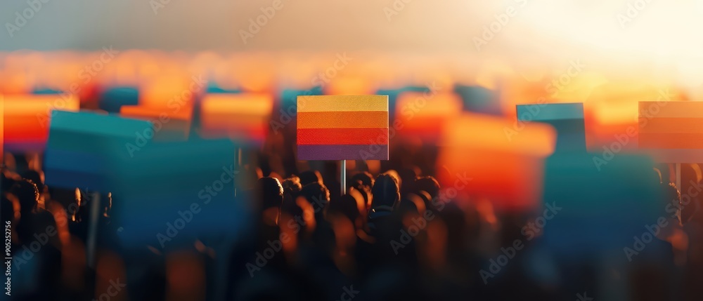 A peaceful protest with signs advocating for LGBT rights and sunlight ...