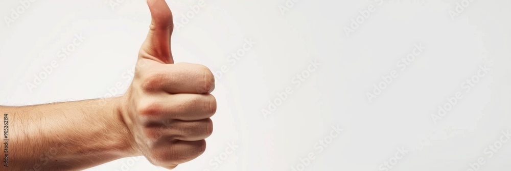 Uplifting Gesture of Approval, A Thumbs Up Hand on White Background ...