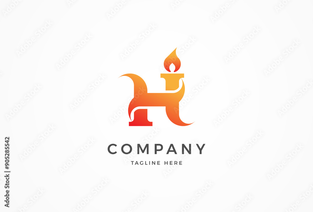 Letter H Flame Logo, letter H with flame combination, usable for and ...
