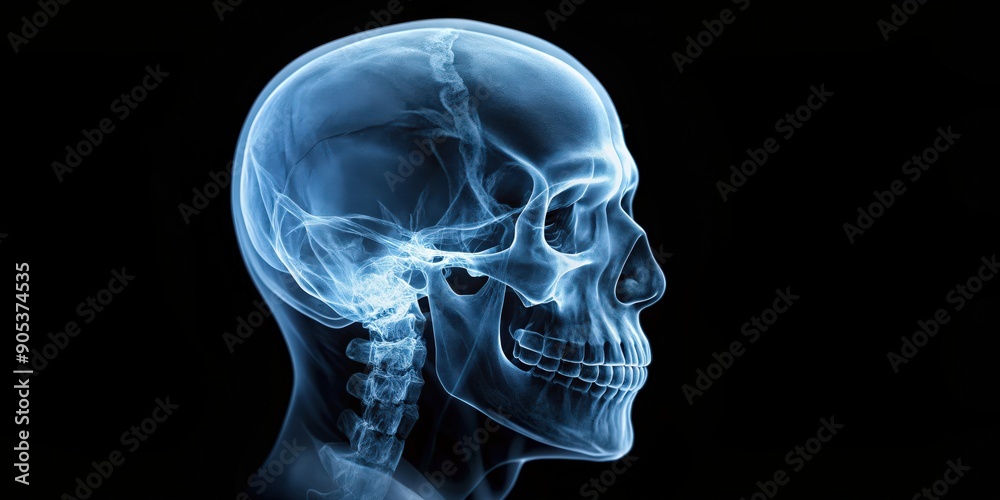 X-ray image of a human skull, anatomy, medical, radiology, healthcare ...
