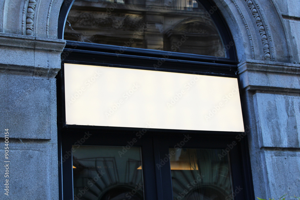 Blank white cafe, shop, storefront or restaurant menu board mockup ...