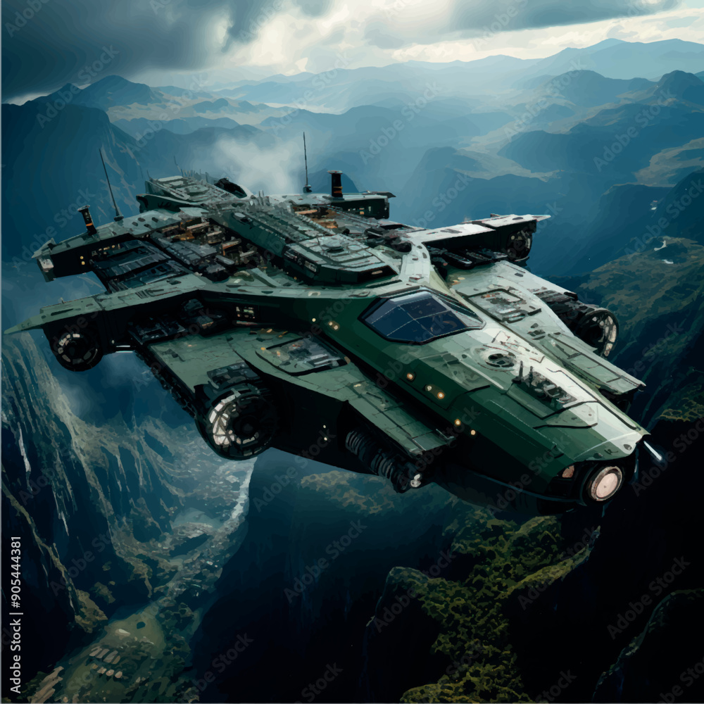 Model of a flying warship of the future. Spaceship 3D model for a ...