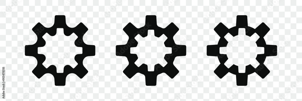 Black settings icon. Cogwheel symbol. Gear wheel vector linear icon for ...