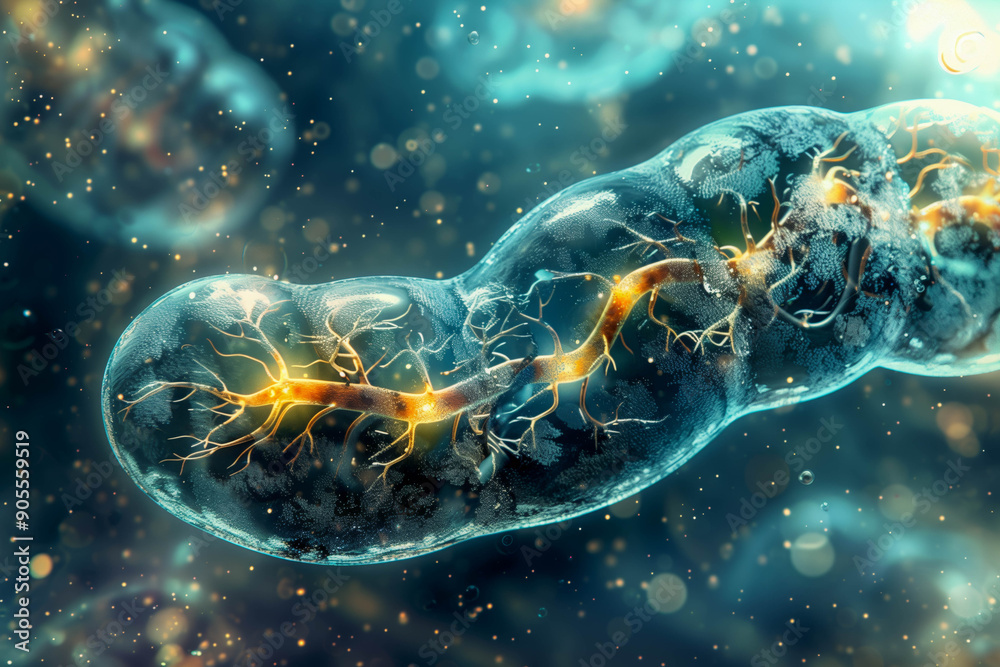 Cellular respiration, with mitochondria producing ATP through the ...