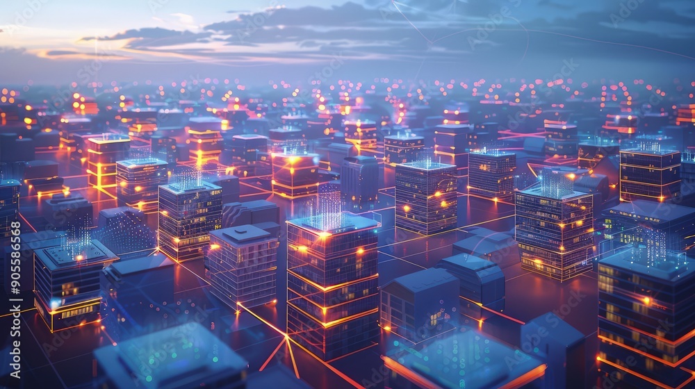 A complex CRM ecosystem depicted as a virtual cityscape where each ...