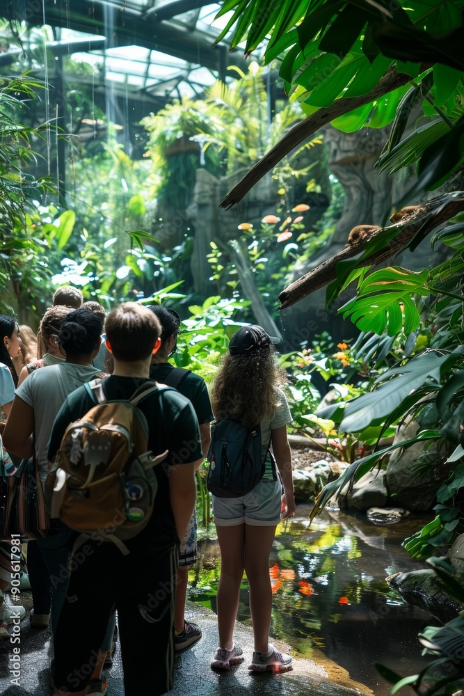 Students Exploring Rainforest Exhibit in Zoo - Educational Adventure ...