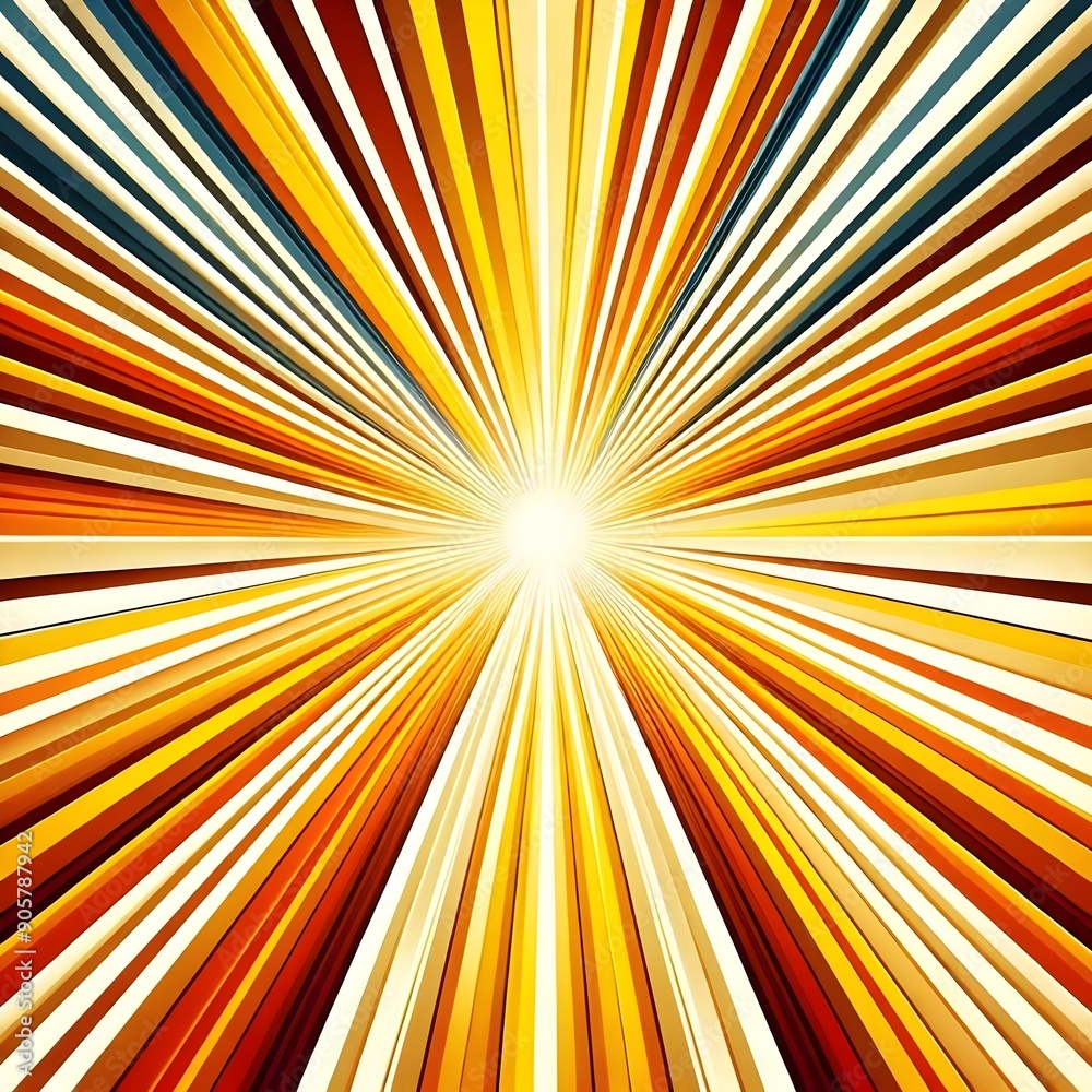 Cartoon sunburst background with yellow, orange, white and brown rays ...