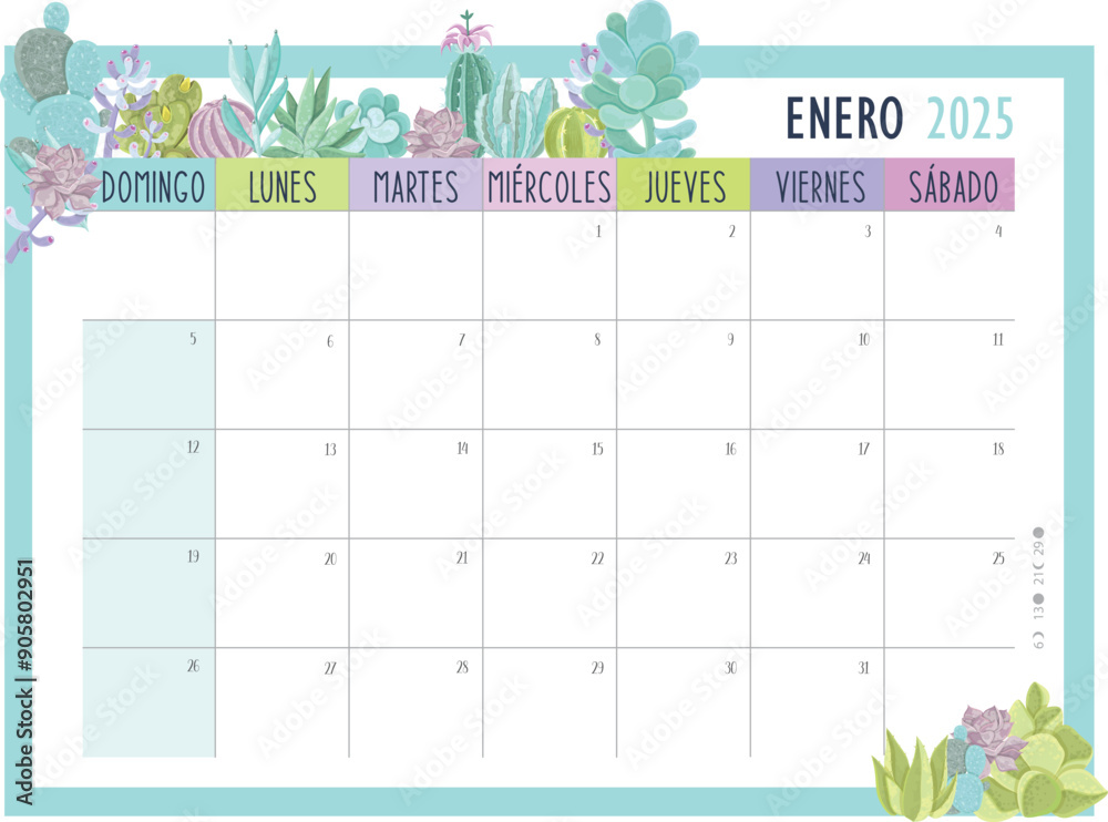 Calendario Planificador 2025 en Español - Tamaño A4 - Mes de Enero ...