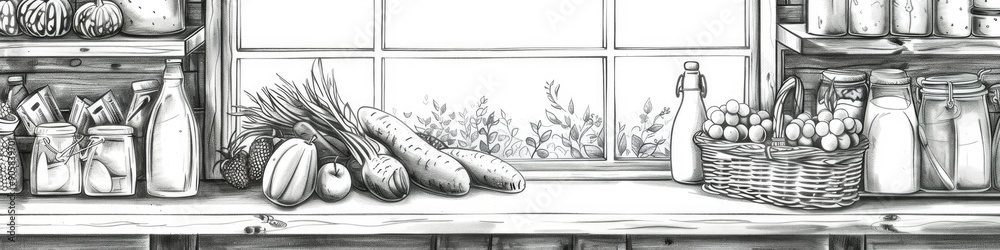 Window Design with Line Strokes and Charcoal Doodles Sketch and Drawing ...