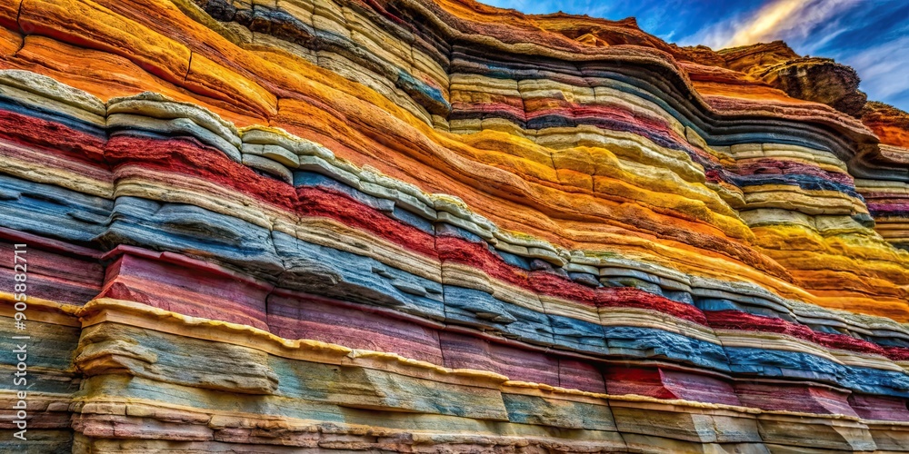 Colorful rock layers depicting years of formation and history, geology ...