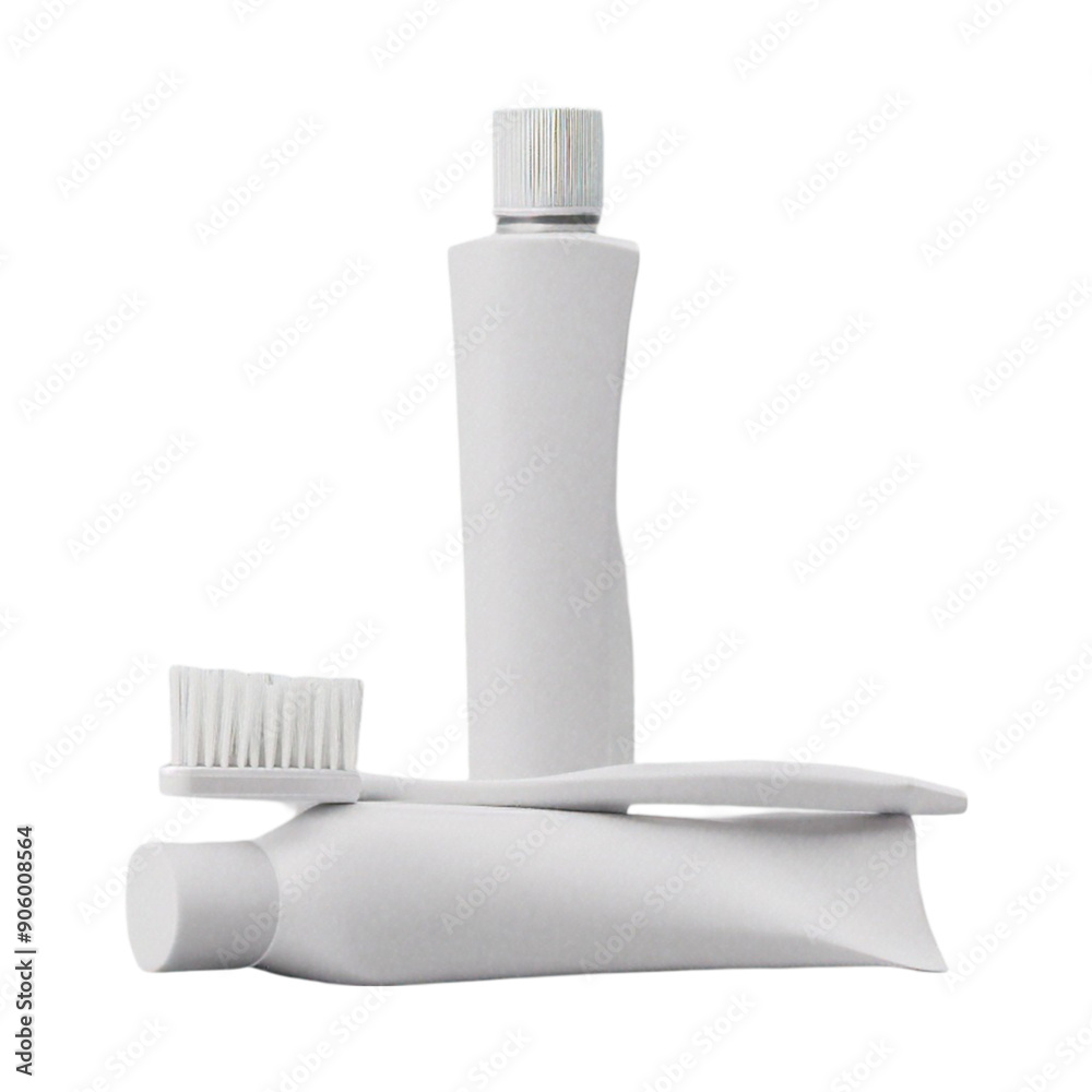 toothpaste with toothbrush for mockup branding isolated on transparent ...