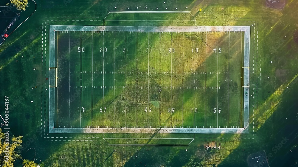 Top-down perspective of a football field layout, illustrating strategic ...