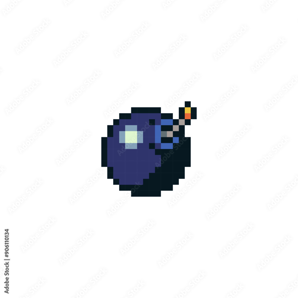 Bomb icon pixel art style. Game assets. 8-bit style. Old school ...