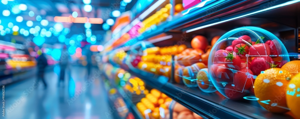 Futuristic retail store with holographic product displays and IoT ...