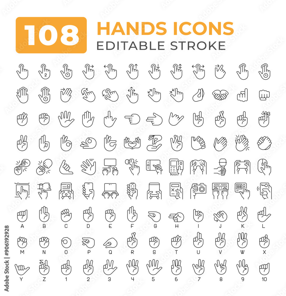 Стоковое векторное изображение «Devices holding hands gestures line ...