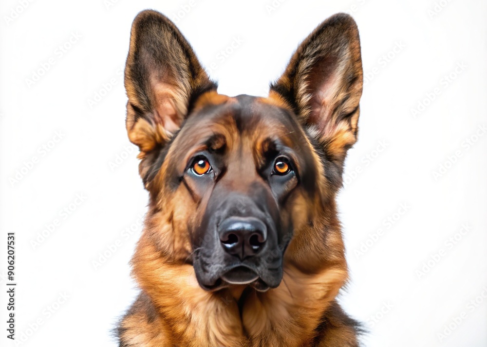 Majestic German Shepherd dog with piercing eyes and erect ears ...
