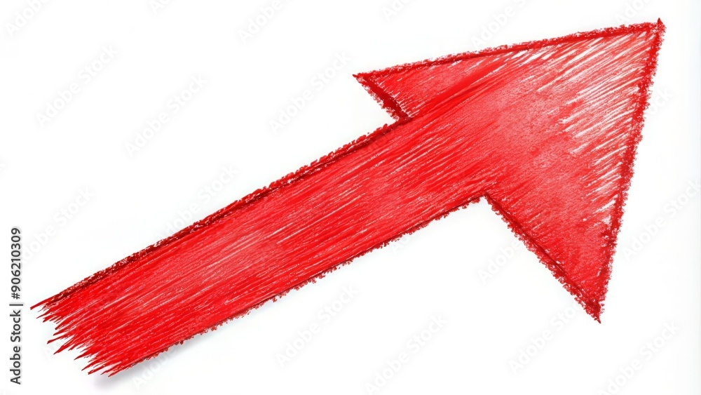 Bold Red Arrow Pointing Up with Hand-Drawn Sketch-Like Appearance and ...