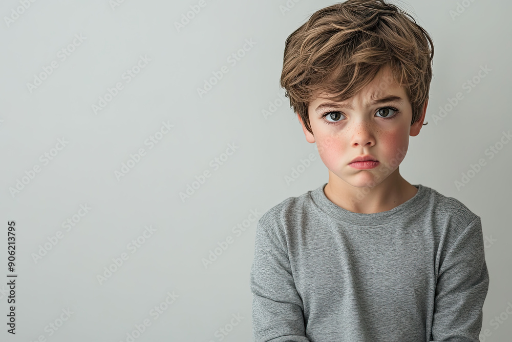 Confused expression model shoot, child looking puzzled wide eyed raised ...