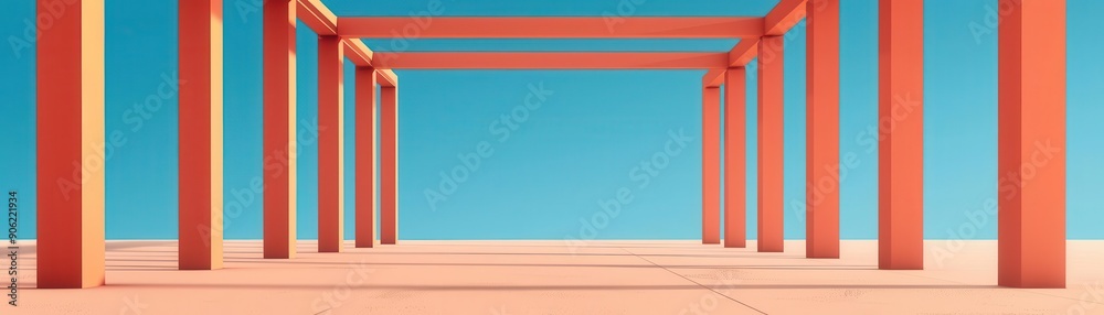 Timber beams, futuristic architecture, flat design illustration Stock ...