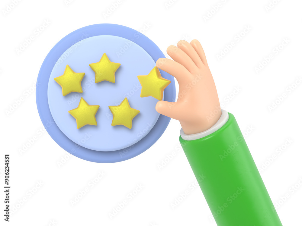 Transparent Backgrounds Mock-up. 3d five golden star review badge. gold ...