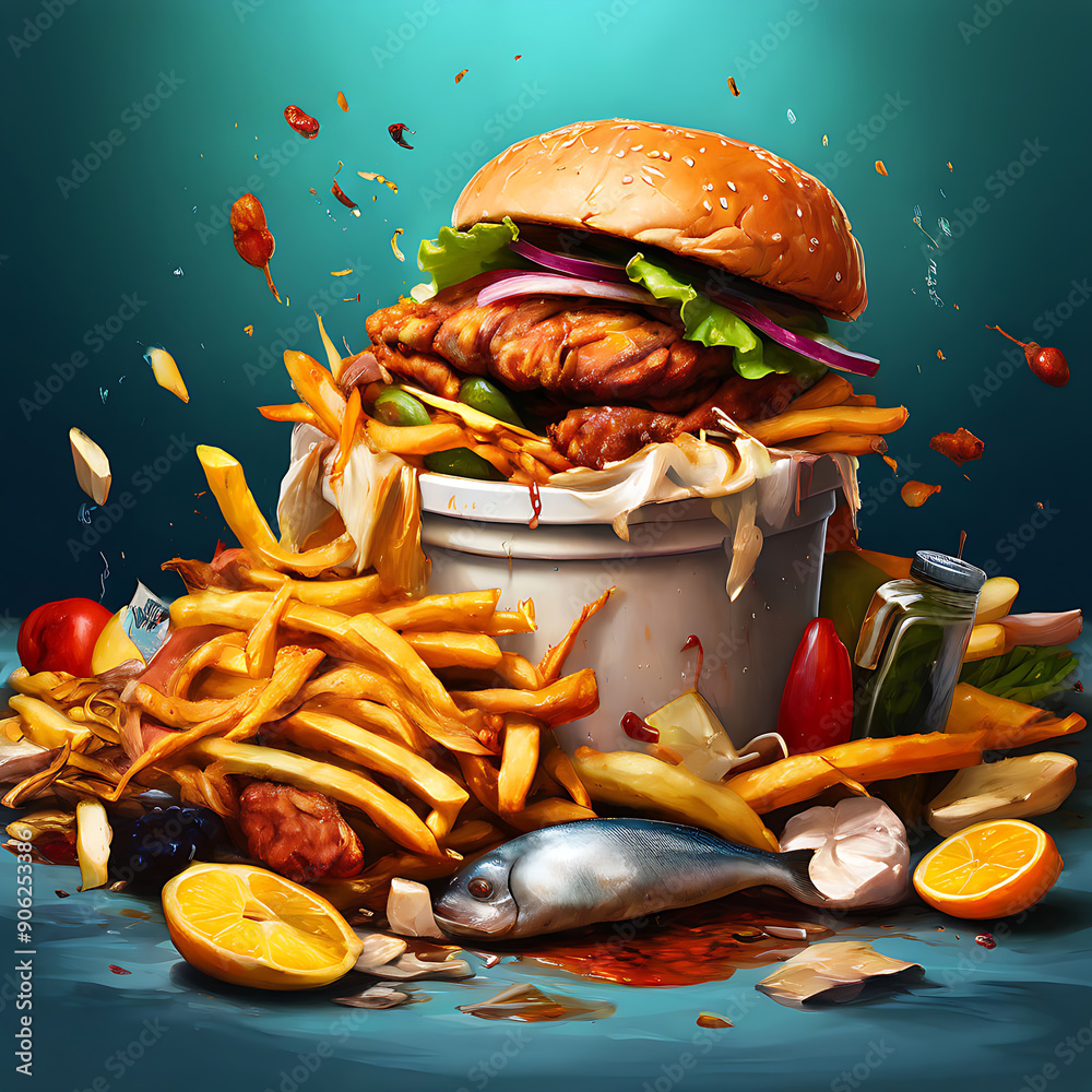 Rotten Foods - World Food Day - Foods - illustration - Food in Trash ...