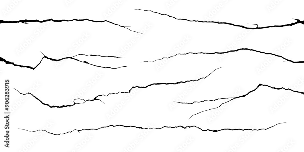 Surface fissures and cracks from earthquake top view in ground ...