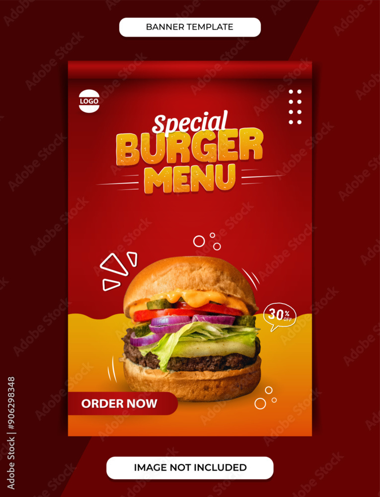 Special burger menu banner template for social media post or for ...