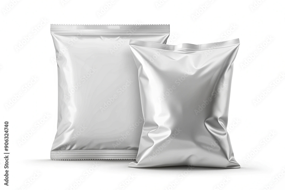 Blank chips bag mockup, food snack bag isolated on white background ...