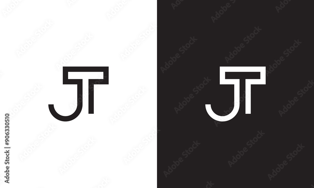 JT logo, monogram unique logo, black and white logo, premium elegant ...