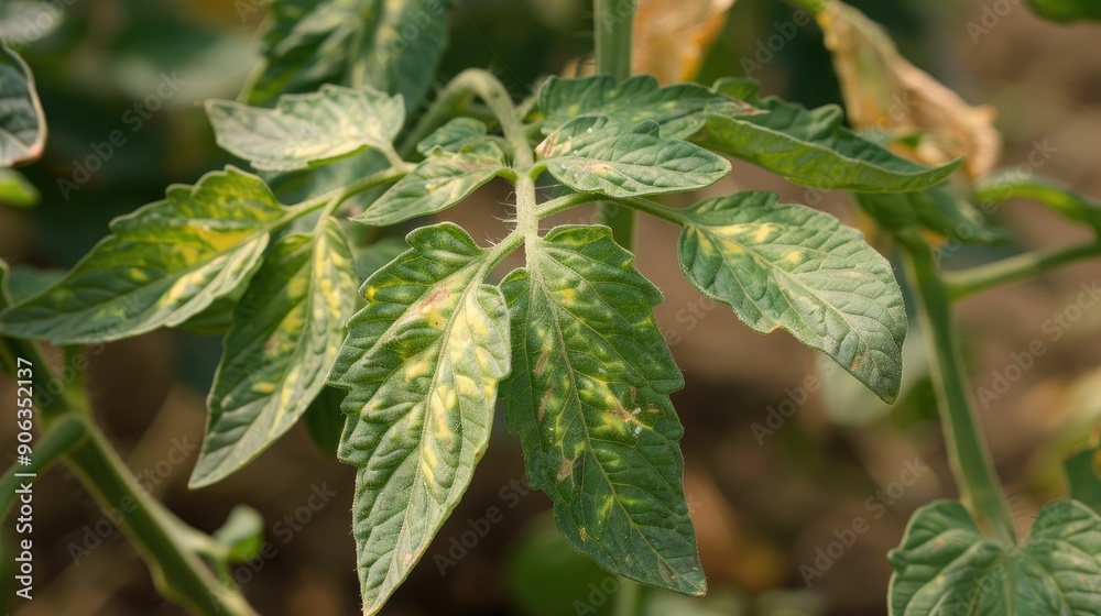 Drought stress and heat stress symptoms on tomato leaves Solanum ...