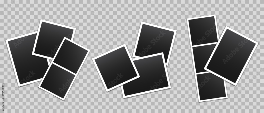 Vector empty photo frames with shadow isolated on transparent ...