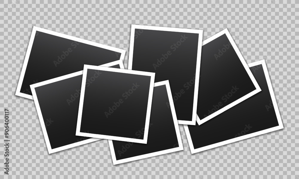 Vector empty photo frames with shadow isolated on transparent ...
