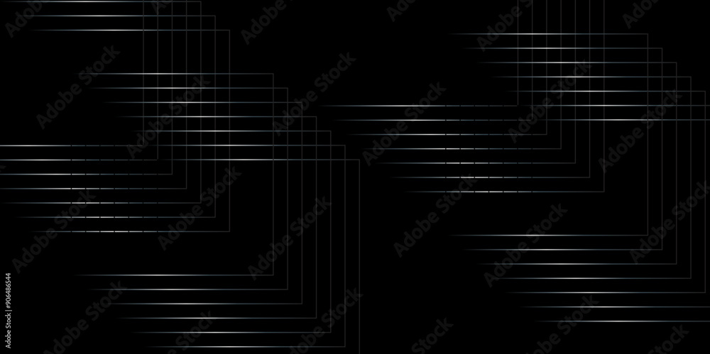 Abstract grey lines on black background with luxury shapes square ...