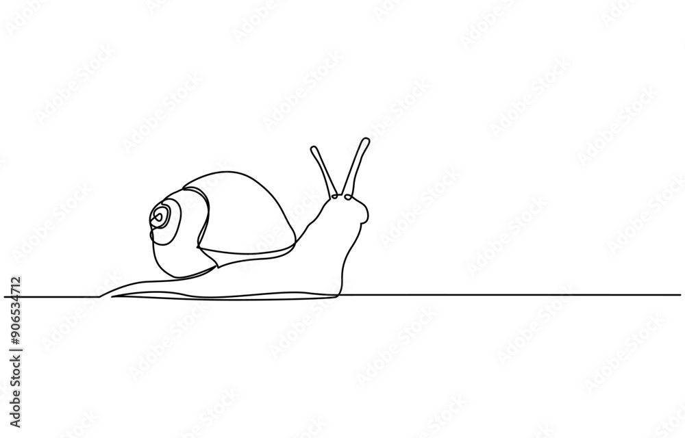 Vector de Stock one line drawing of isolated vector object - snail, One ...