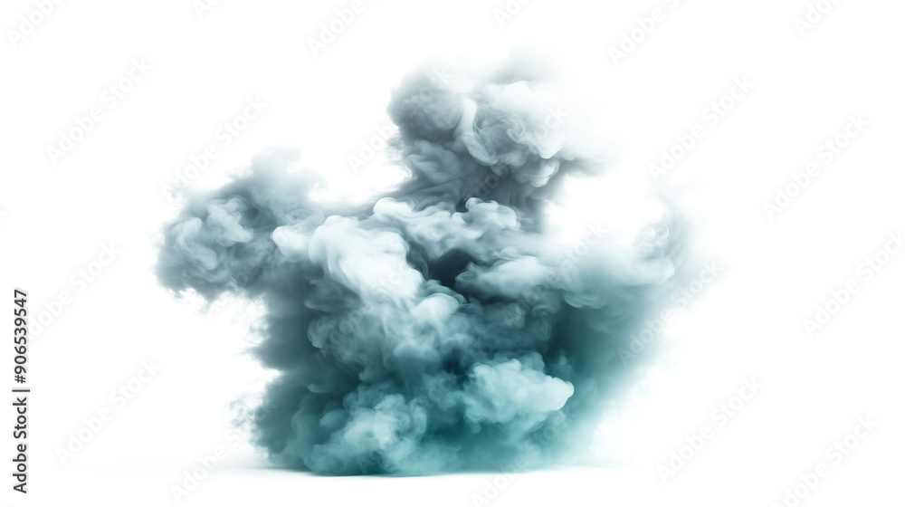 Mint green color smoke burst isolated on white background, Green paint ...