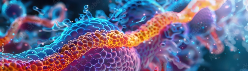 Plasma membrane with lipid bilayer, side view, depicting the fluid ...